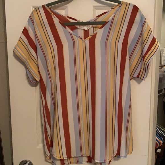Tops | Multi Colored Vertical Stripe Blouse | Poshmark